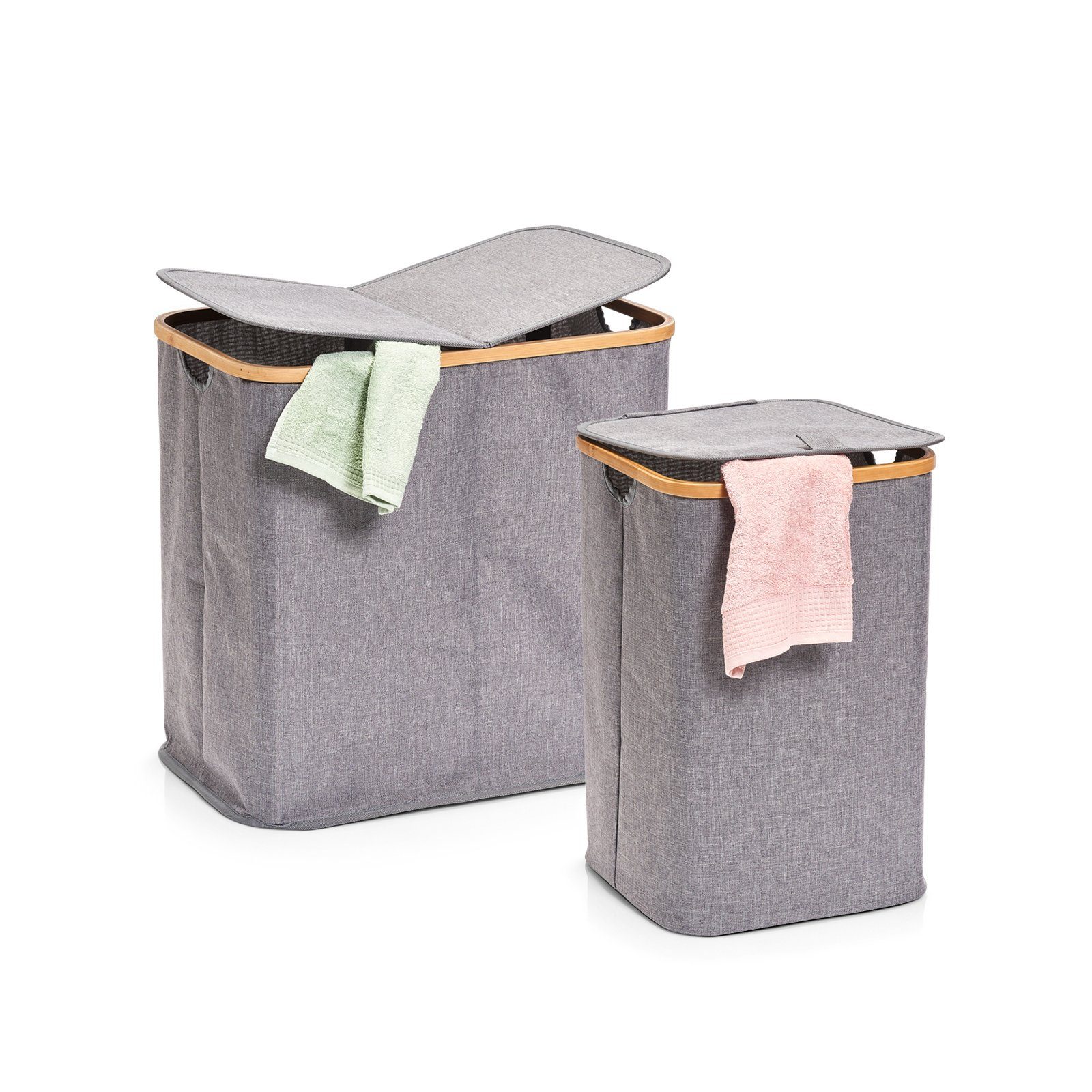 Hti Living Wäschekorb Wäschesammler Grau 2er Set Set 2 St