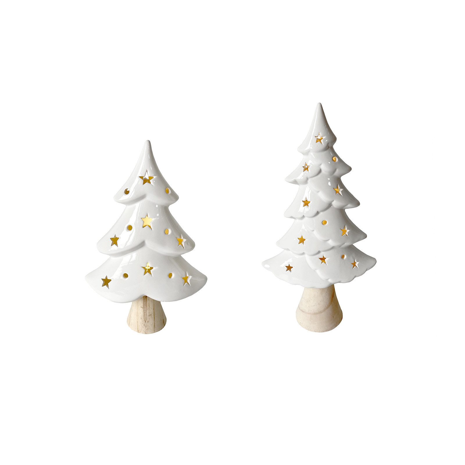 Hti Living Weihnachtsfigur Led Winterbaum 2er Set Mit Leuchtsternen
