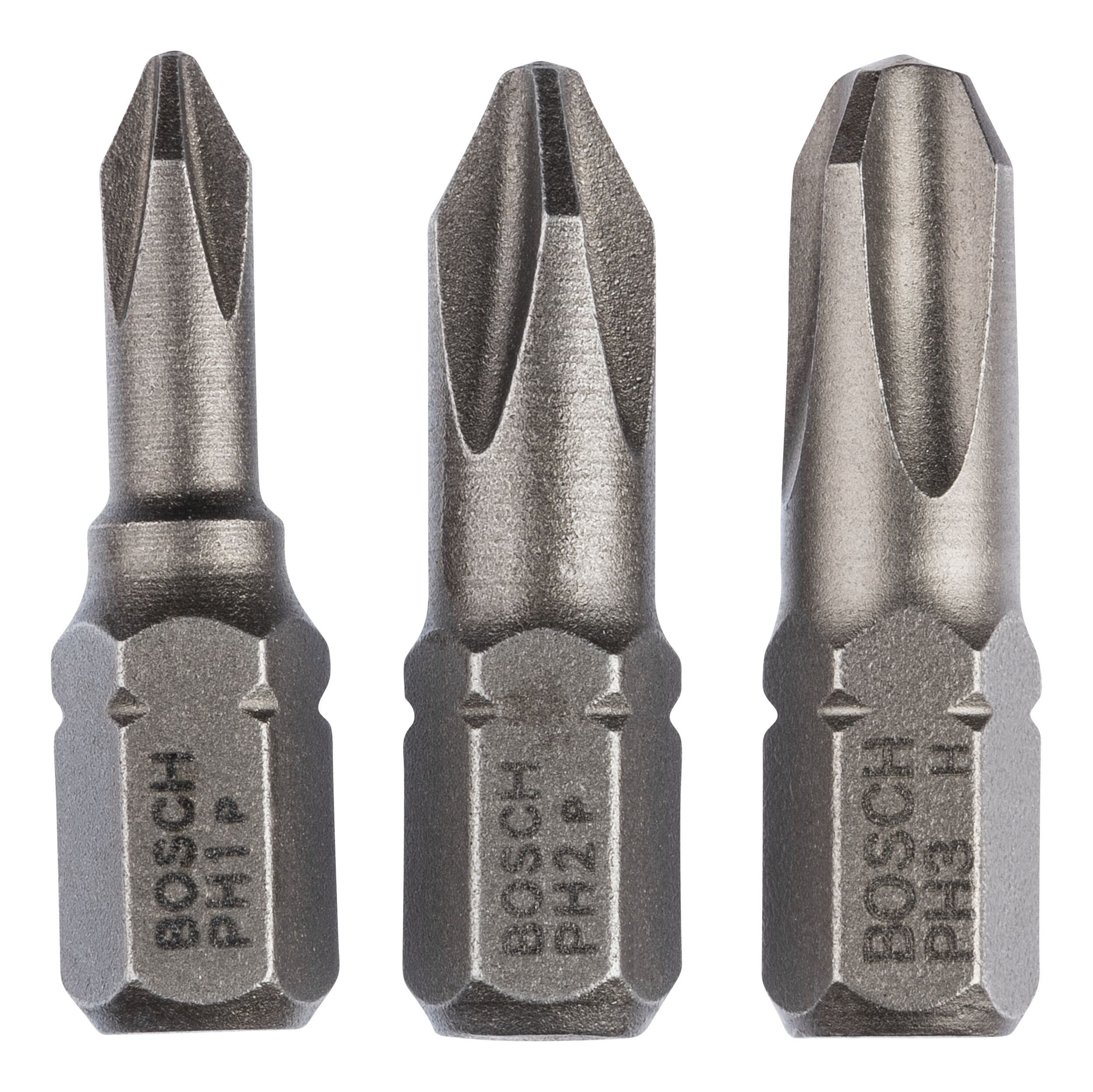 BOSCH Bit-Set, Schrauberbit-Set Extra-Hart - PH1, PH2, PH3 x 25 mm - 3 ...
