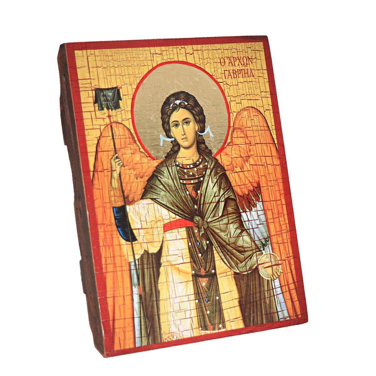 NKlaus Bild Erzengel Gabriel, Christliche Holz Ikone Versiegelt 16x12,5cm Handarbe, Religion