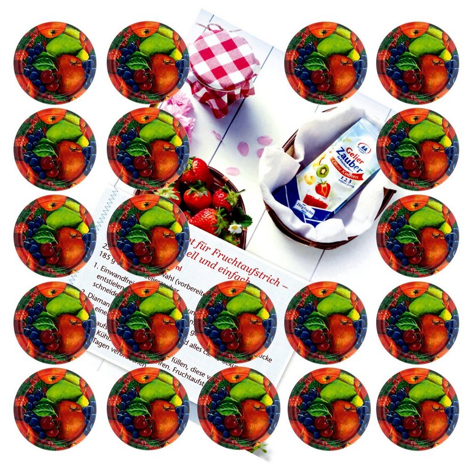 Mambocat Einmachglas 20er Set Deckel To 82 Obst Dekor Passend 230ml