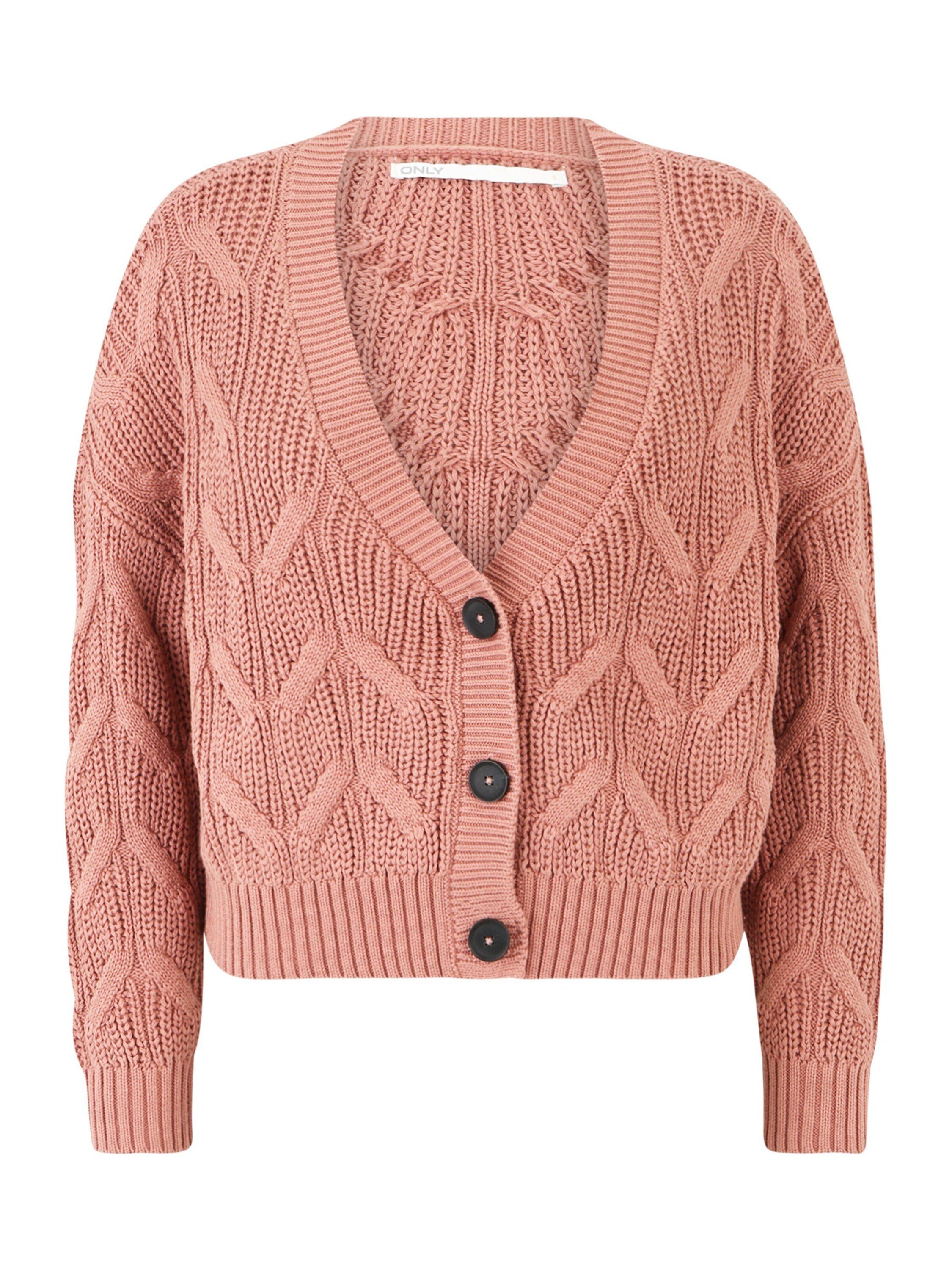 Only Strickjacke Mette 1 Tlg Lochmuster Ton In Ton Nähte