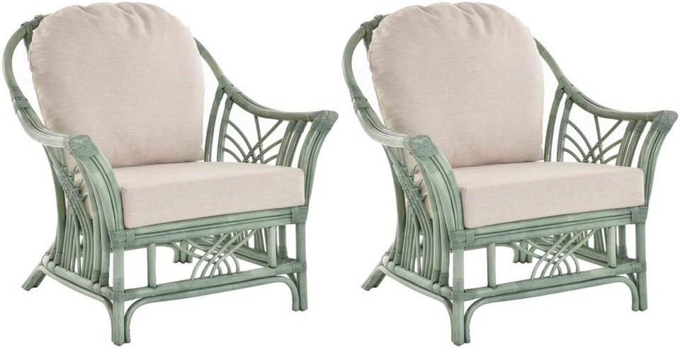 Krines Home Cocktailsessel 2er Set Rattansessel Rattan Wintergarten