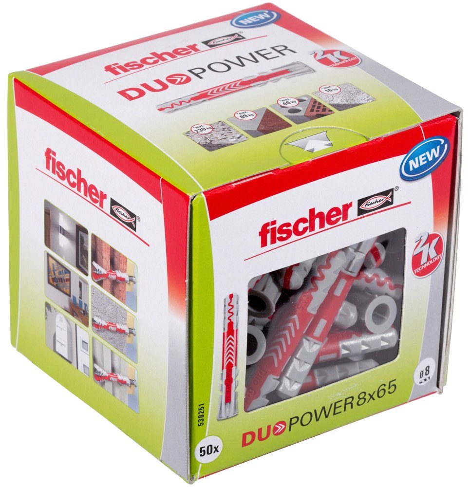 fischer Universaldübel »(538251)«, (Set, 50-tlg), 50 x DuoPower 8 x 65 ...