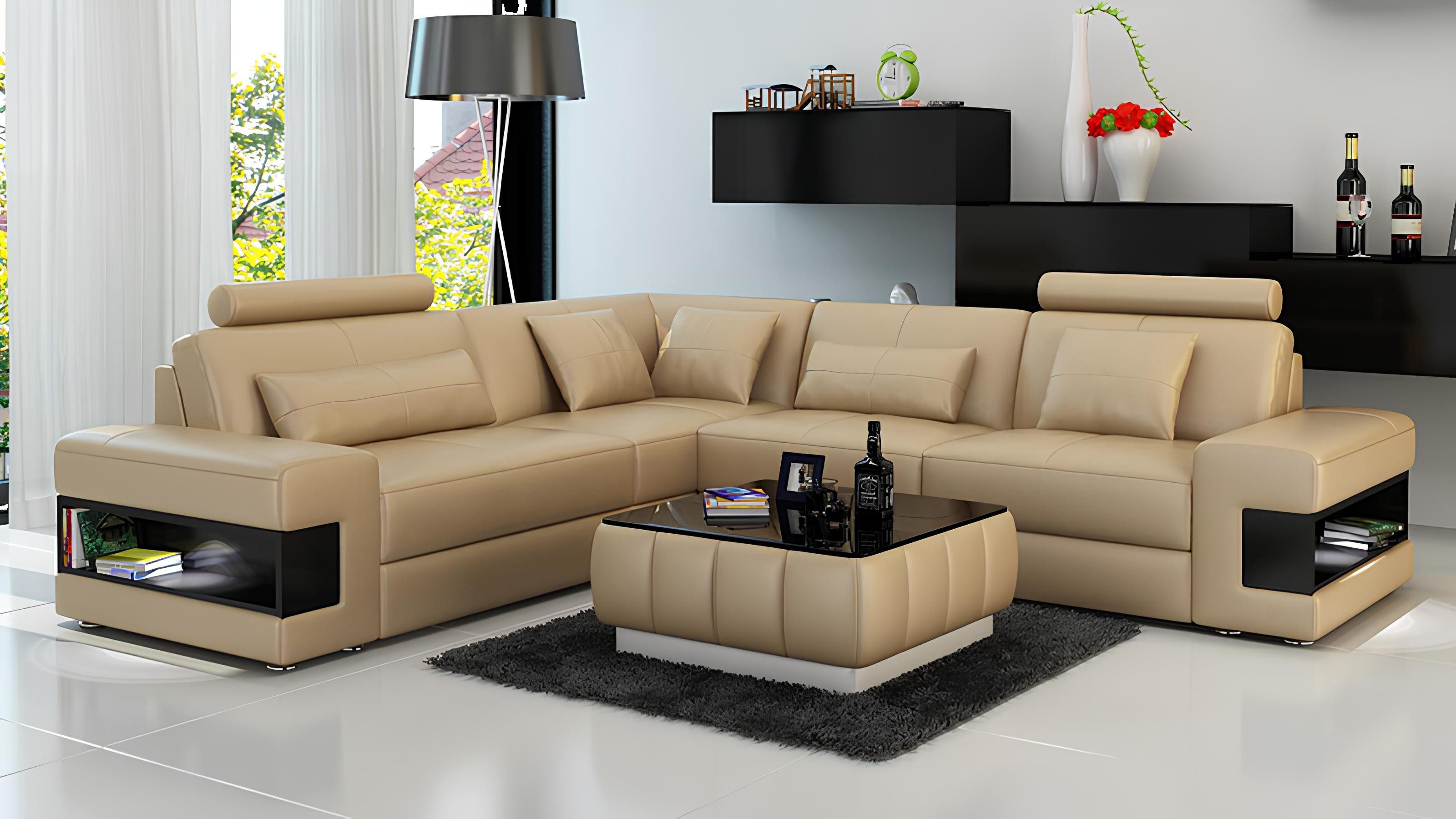 Xlmoebel Sofa Ledersofa Eckcouch Wohnlandschaft Ecksofa Eckgarnitur