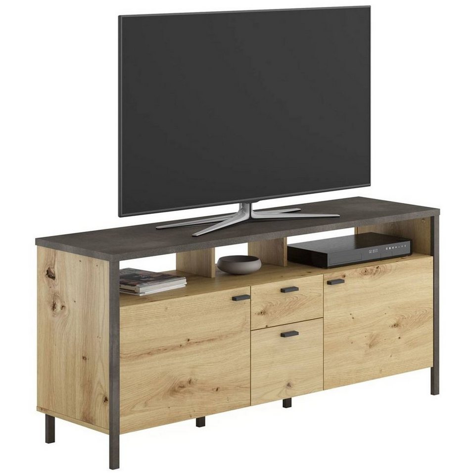 Lomadox Lowboard Indore 10 Im Industrial Stil In Artisan Eiche Nb