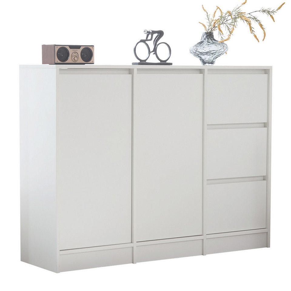 Merax Sideboard Mit 3 Schubladen 2 Türen Und Verstellbaren Regal