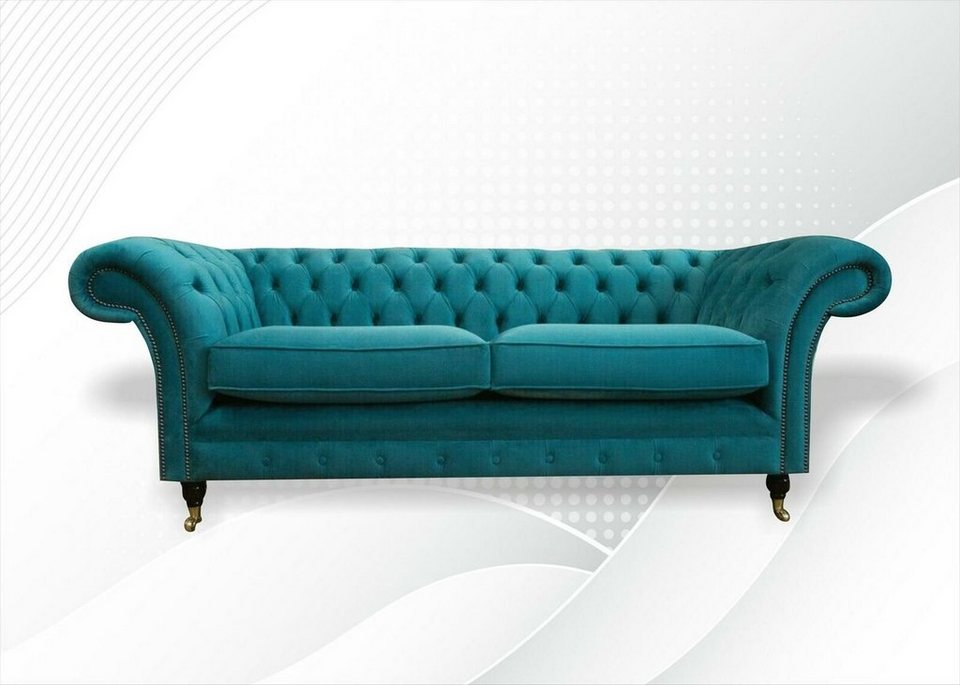 Jvmoebel Chesterfield Sofa Chesterfield Türkis 3 Sitzer Luxus