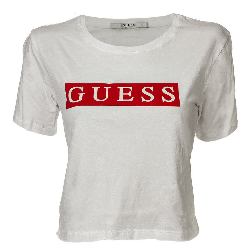Guess T Shirt Damen T Shirt Bauchfrei Crop Top Logo Print « Online