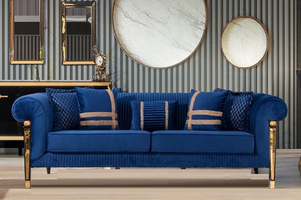 Jvmoebel 3 Sitzer Blauer Dreisitzer Sofa 3 Sitzer Luxus Möbel Moderne