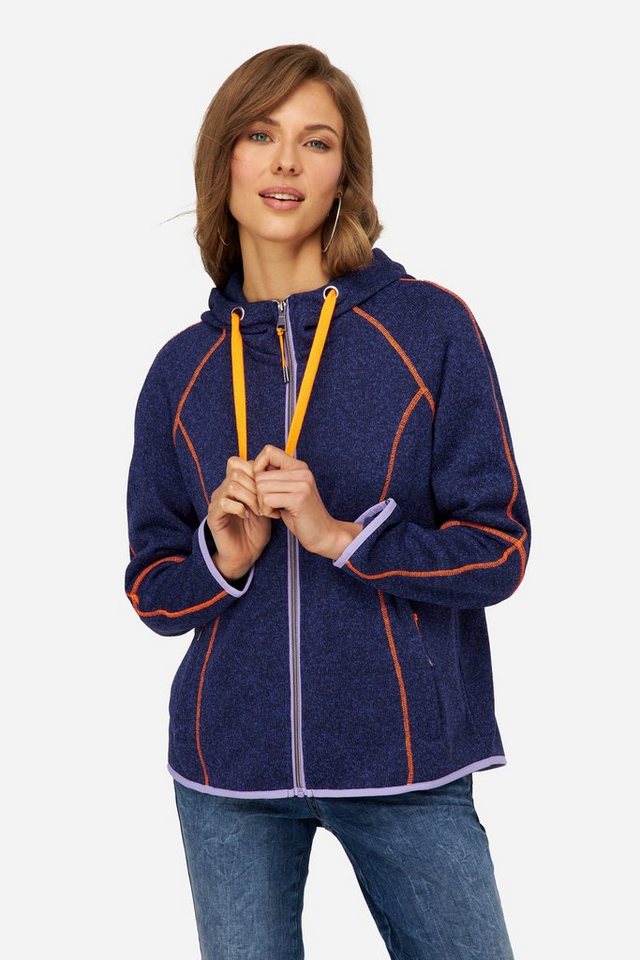 Laurasøn Sweatjacke Strickfleece Jacke Kapuze Zipper Langarm Oeko Tex