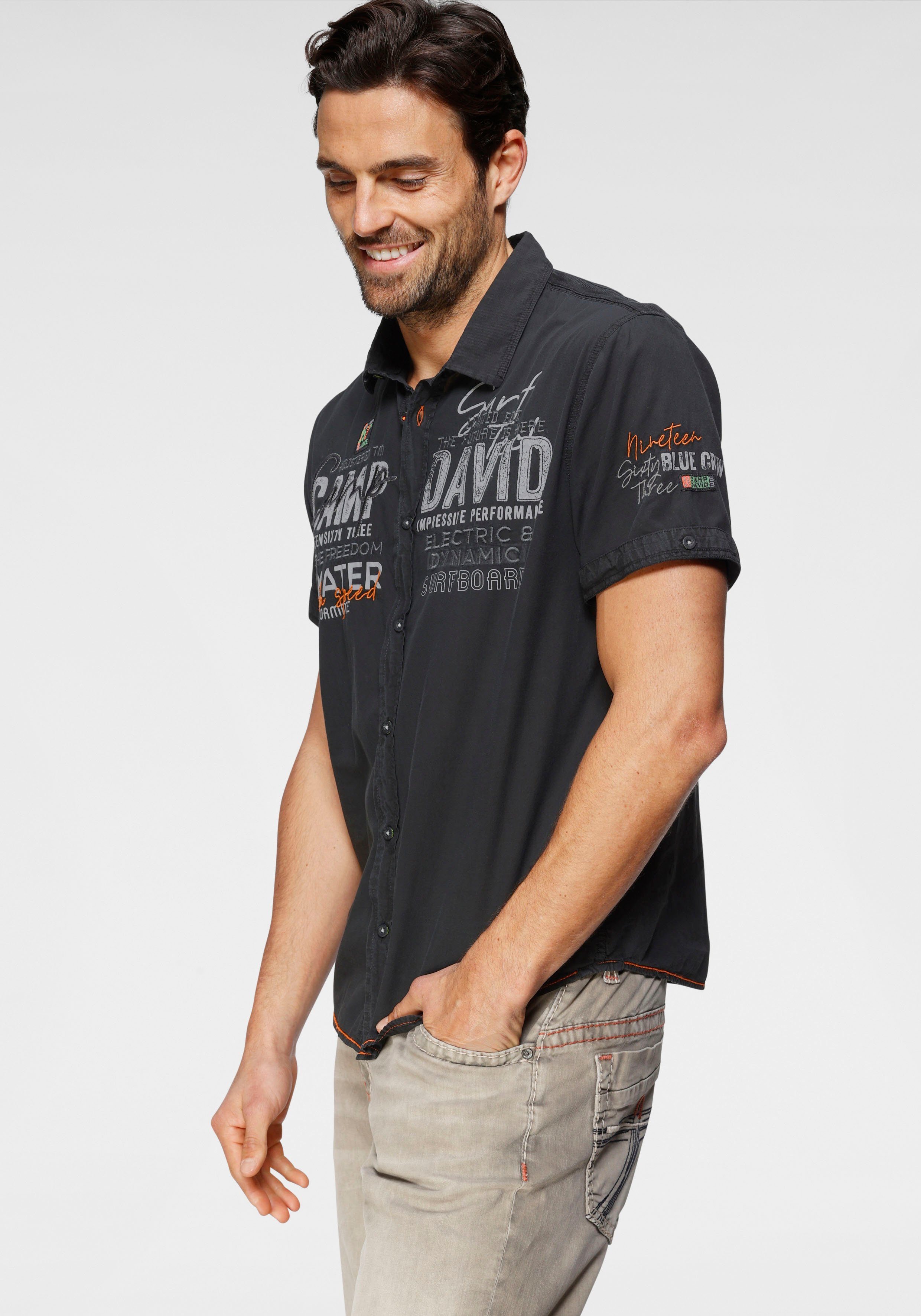 Camp David Kurzarmhemd Mit Logoprint Aus Reiner Baumwolle Online