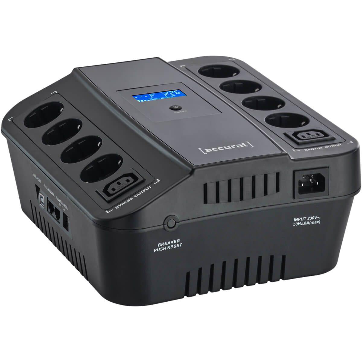 accurat USV-Anlage Accurat FLUX 850VA USV - Line-Interactive, LCD, AVR, USB-Anschluss