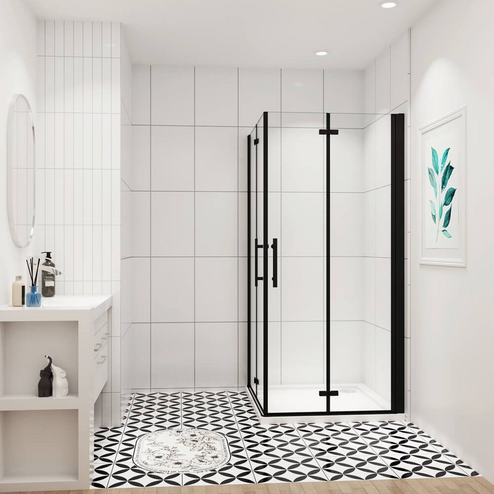 Duschspa Eckdusche 185cm Esg Nano Glas Duschkabine Scharniertür Falttür