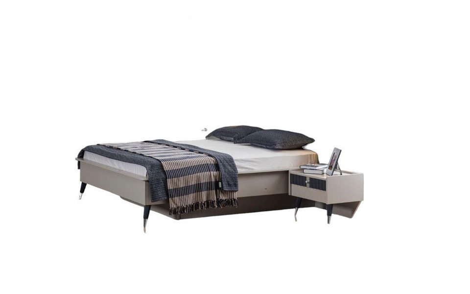 Jvmoebel Schlafzimmer Set Graue Schlafzimmer Möbel Designer Bett 2x