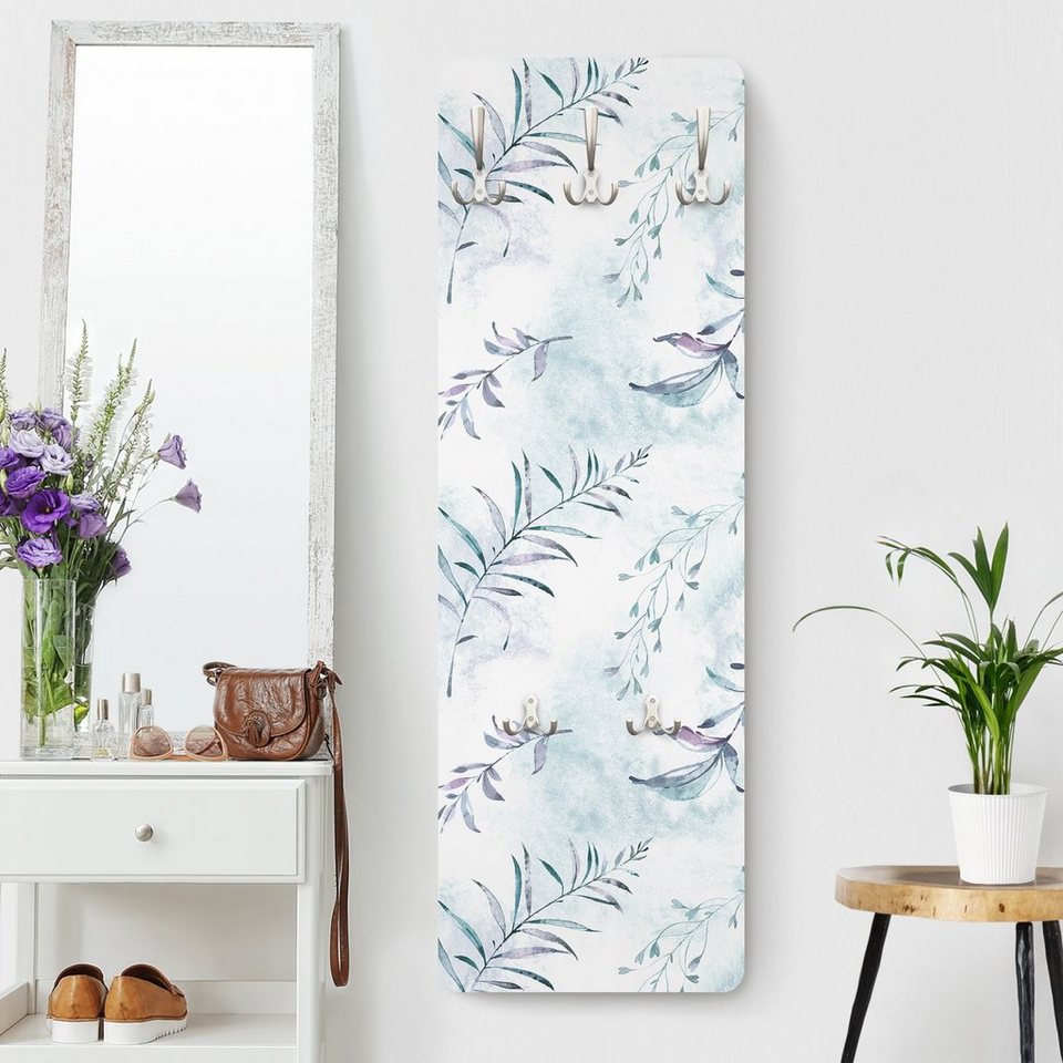 Bilderdepot24 Garderobenpaneel Blau Aquarell Botanik Tropisch