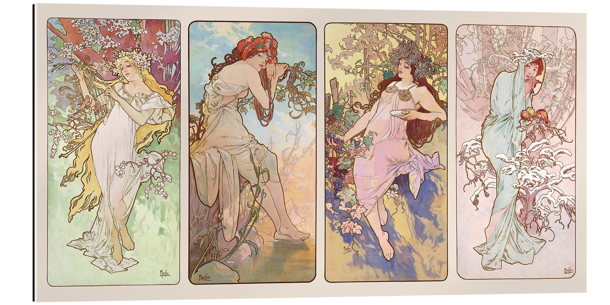 Posterlounge Xxl Wandbild Alfons Mucha Die Vier Jahreszeiten Iii Malerei