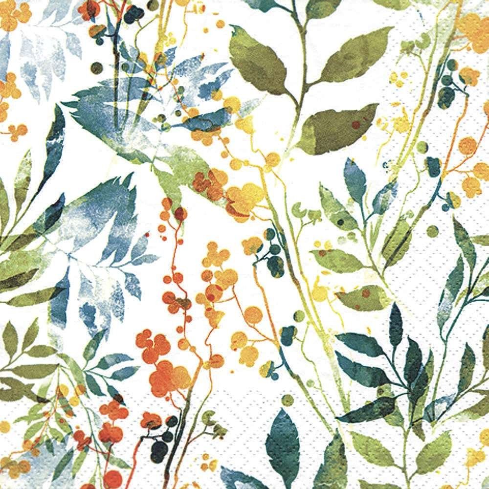 Linoows Papierserviette 20 Servietten Bunte Blätter Und Kräuter