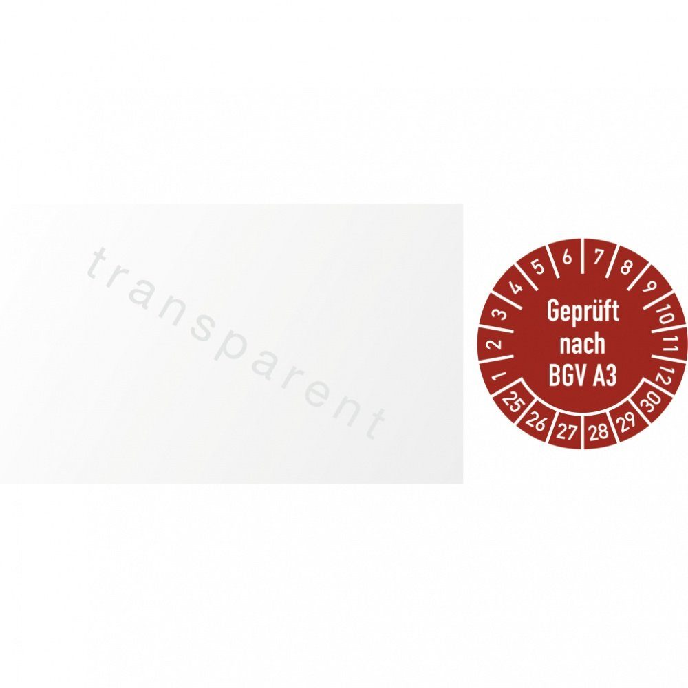 Dreifke Hinweisschild Kabelprüfplakette Geprüft nach BGV A3, 2025-2030, Folie, 50x20 mm,10 S