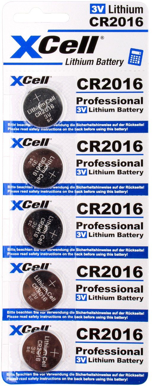 XCell 5er Sparset XCell CR2016 Lithium-Knopfzelle 3V / 90mAh Knopfzelle