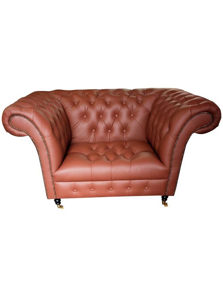 Jvmoebel Chesterfield Sessel Moderner Chesterfield Ledersessel In Hellbraun