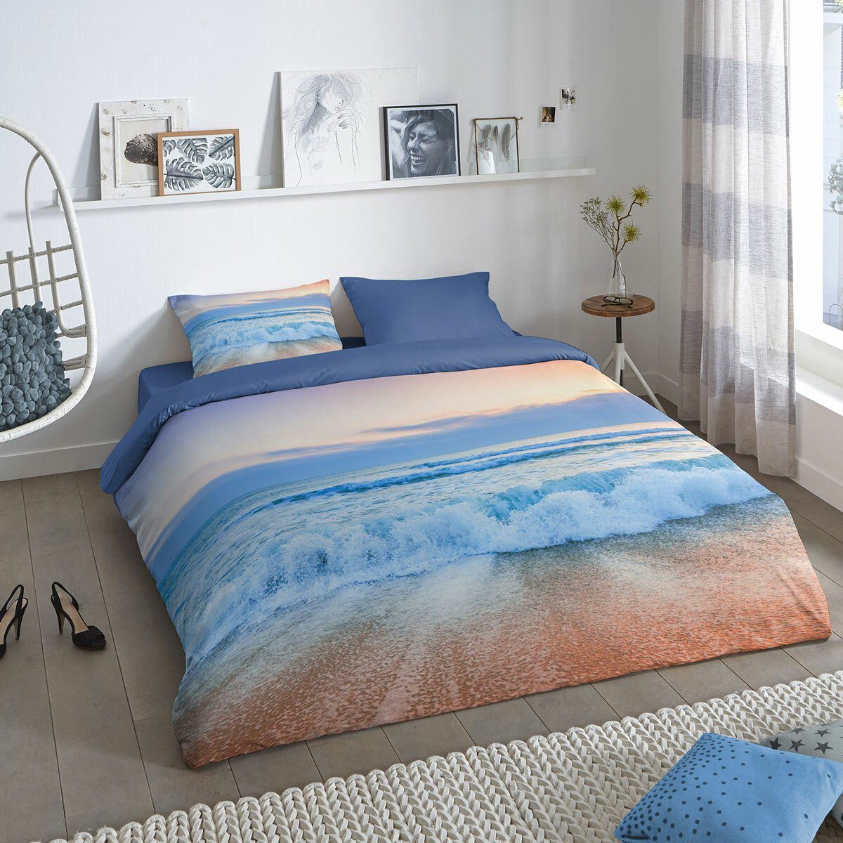 TRAUMSCHLAF Bettwäsche Meer und Strand, Renforce, 2 teilig, Waschbar bis 40°C, trocknergeeignet