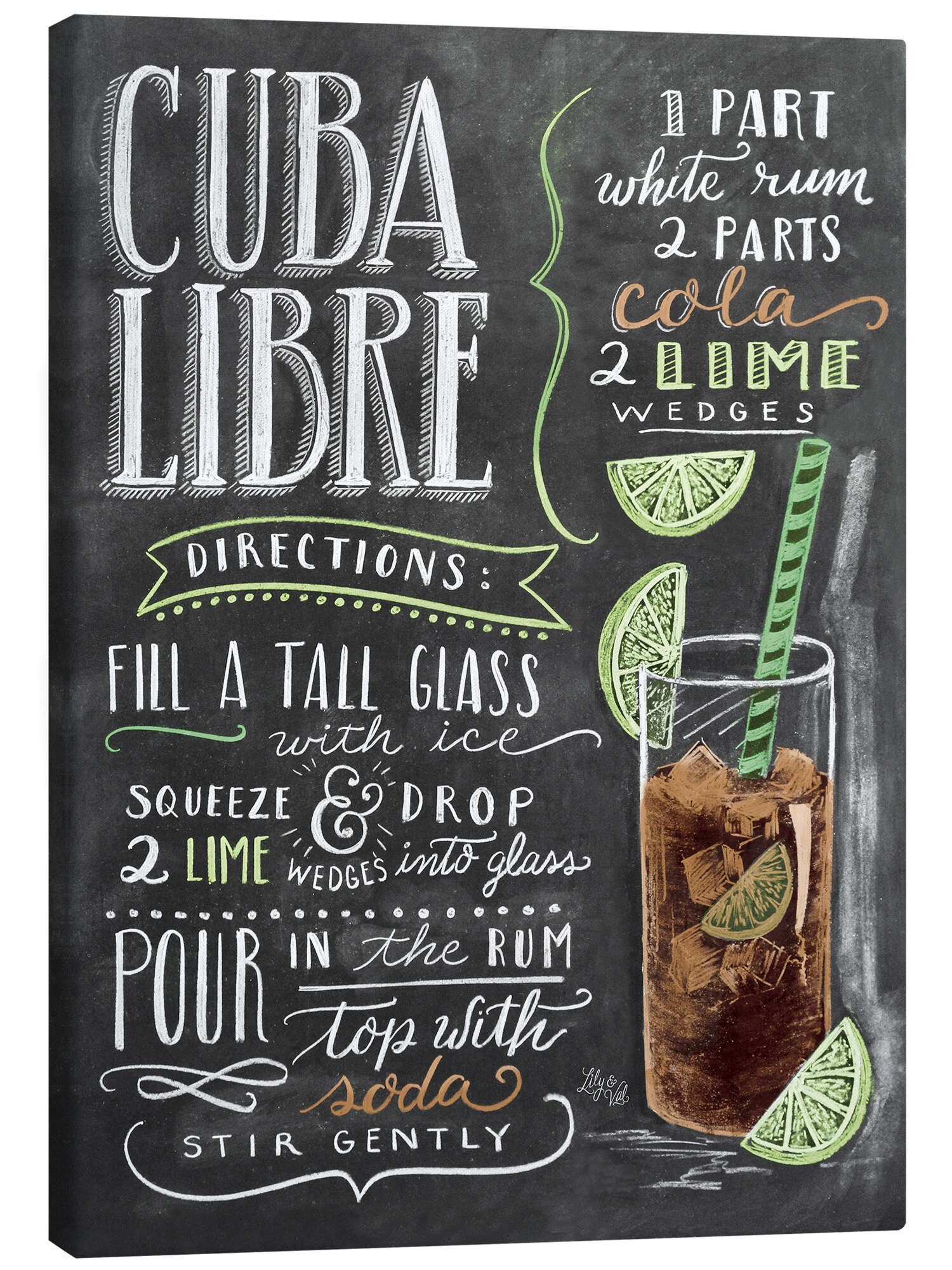 Posterlounge Leinwandbild Lily And Val Cuba Libre Rezept Englisch Bar