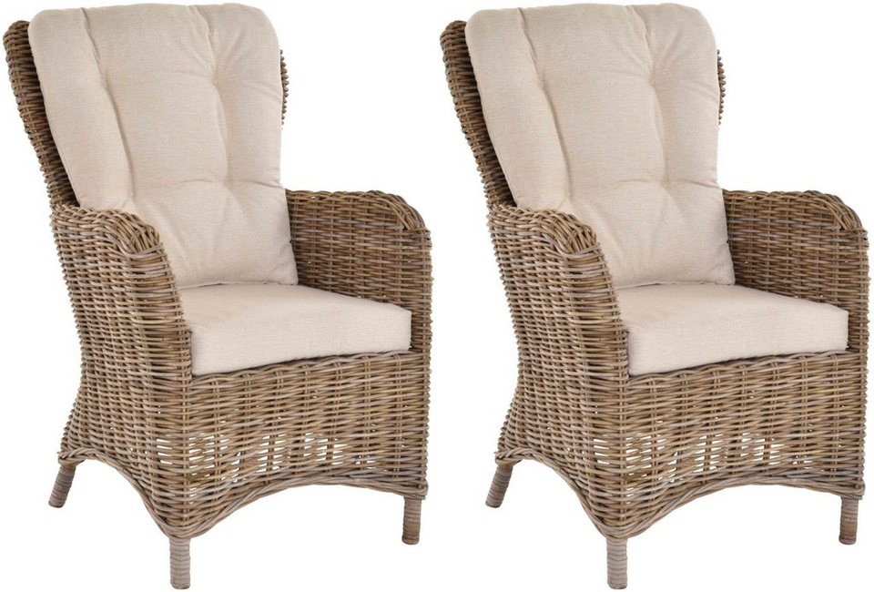Krines Home Ohrensessel 2er Set Moderner Rattan Wintergartensessel Mit