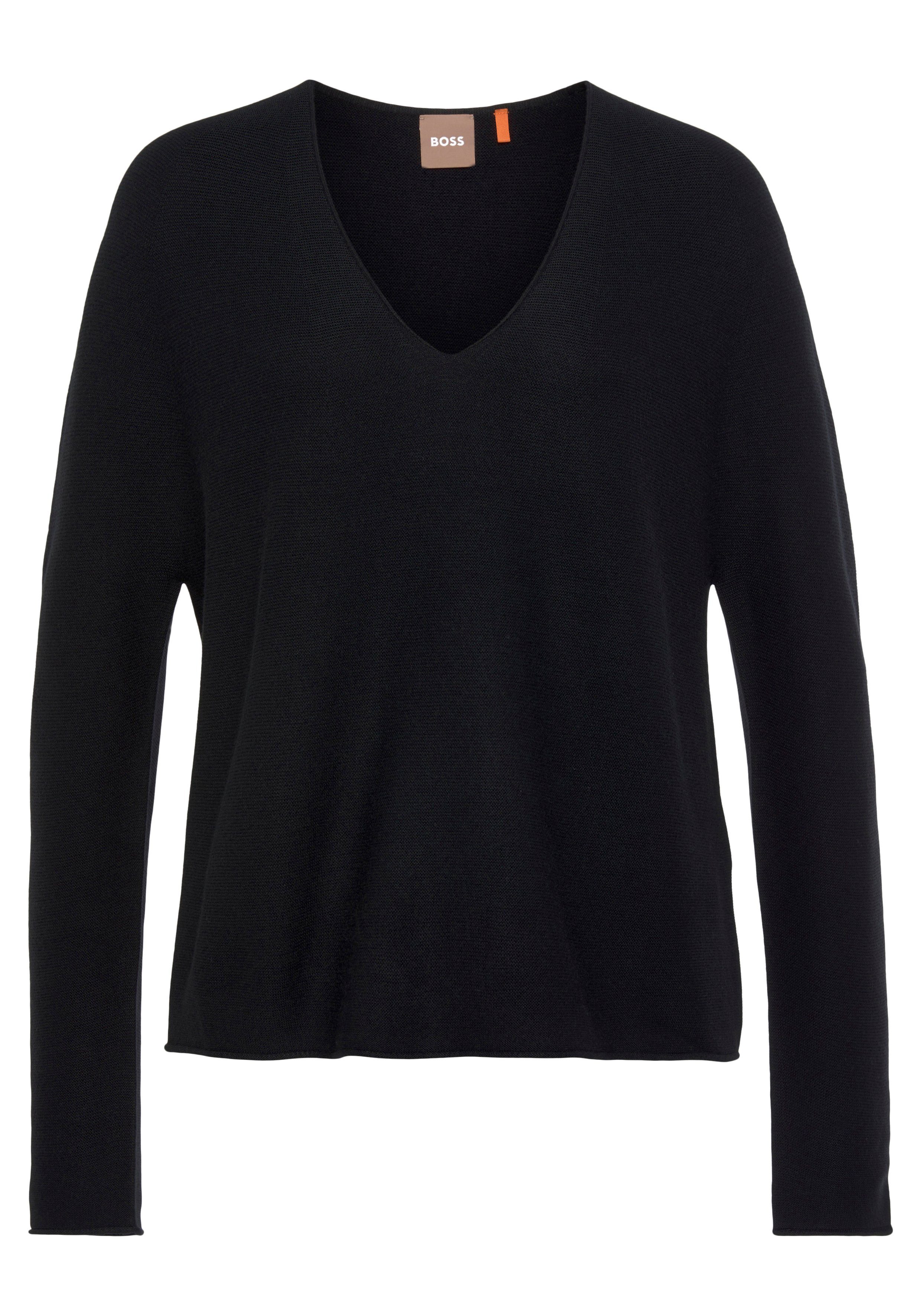 BOSS ORANGE Strickpullover C_Feron 10254022 01 mit tiefen V-Auschnitt ...