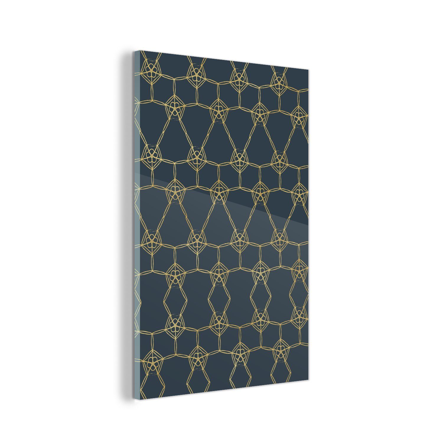 Muchowow Acrylglasbild Muster Blau Gold 1 St Glasbilder