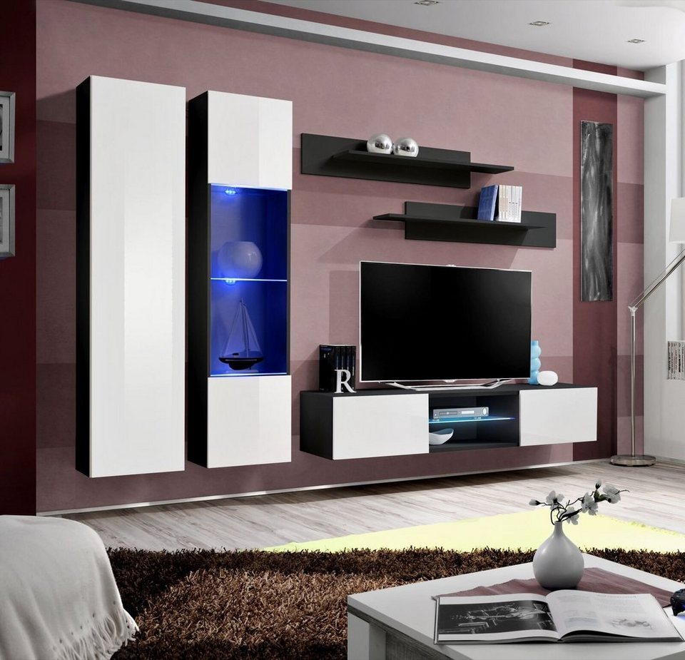 Jvmoebel Wohnzimmer Set Wohnwand Set 5tlg Wohnzimmer Rtv Regal Modern