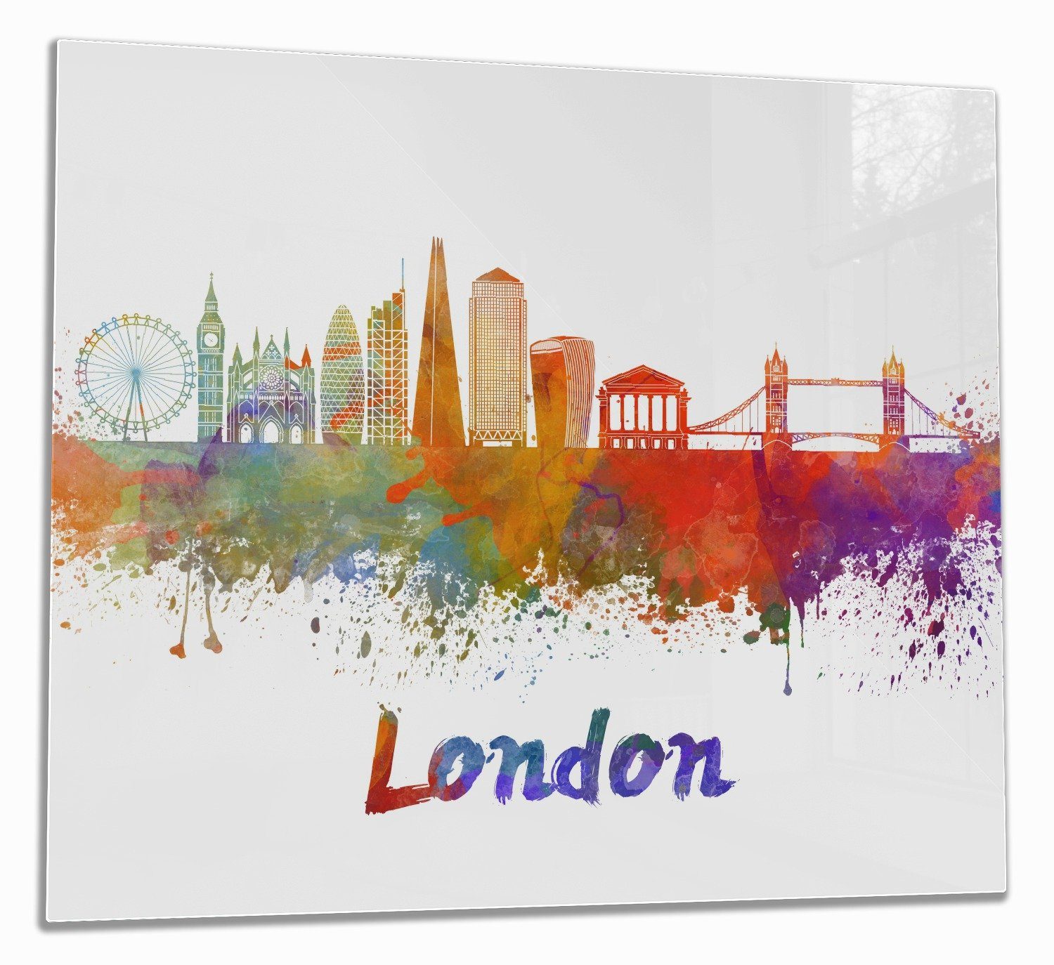 Wallario Herd Abdeckplatte Städte Als Aquarell Skyline Von London