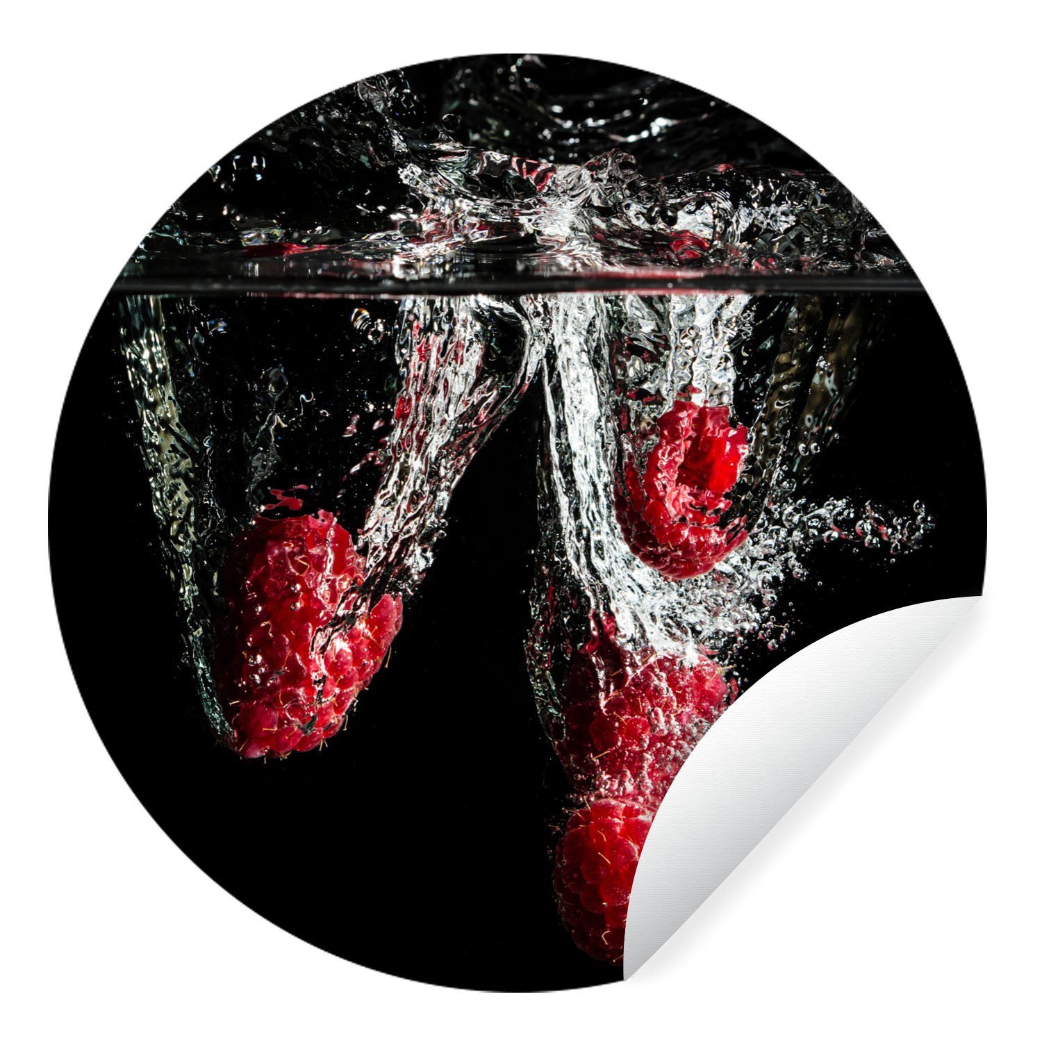 Muchowow Wandsticker Himbeeren Obst Stilleben Wasser Schwarz