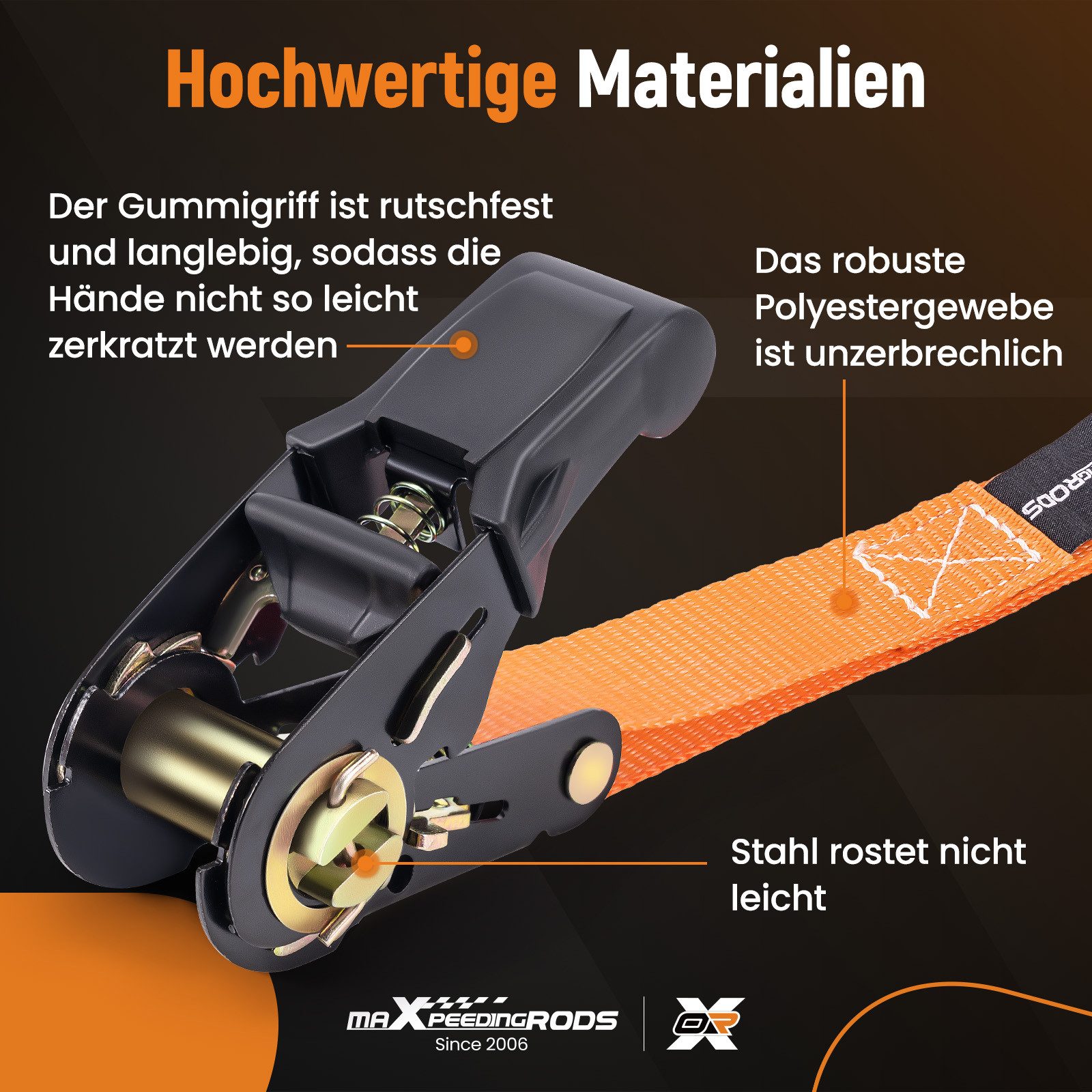 maXpeedingrods Spanngurt 4x Spanngurte mit Ratsche und Haken Zurrgurte ...