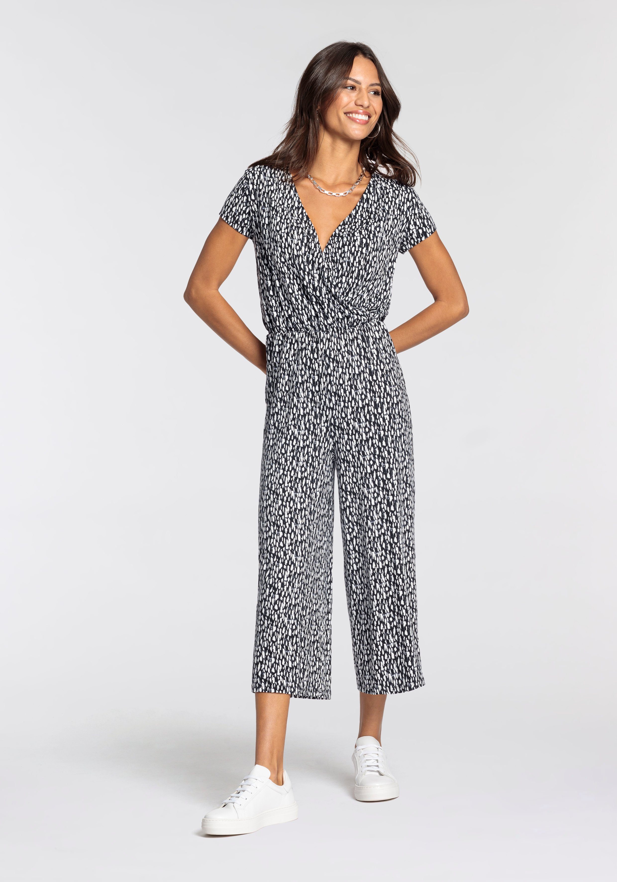 Laura Scott Jumpsuit mit V-Ausschnitt