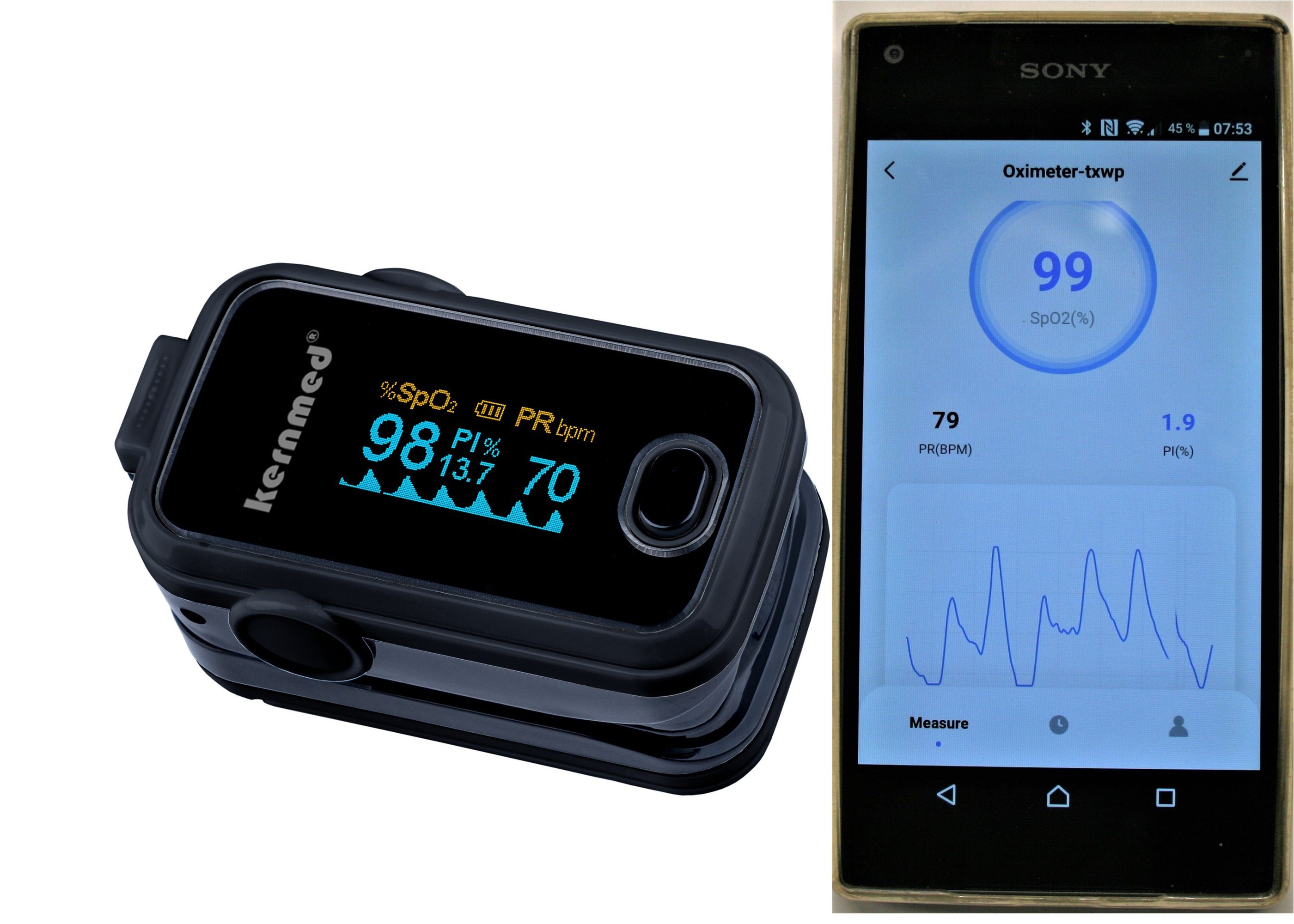 Kernmed Pulsoximeter Pulsoximeter A310 BLUETOOTH schwarz+Alarm+Pulston+ ...