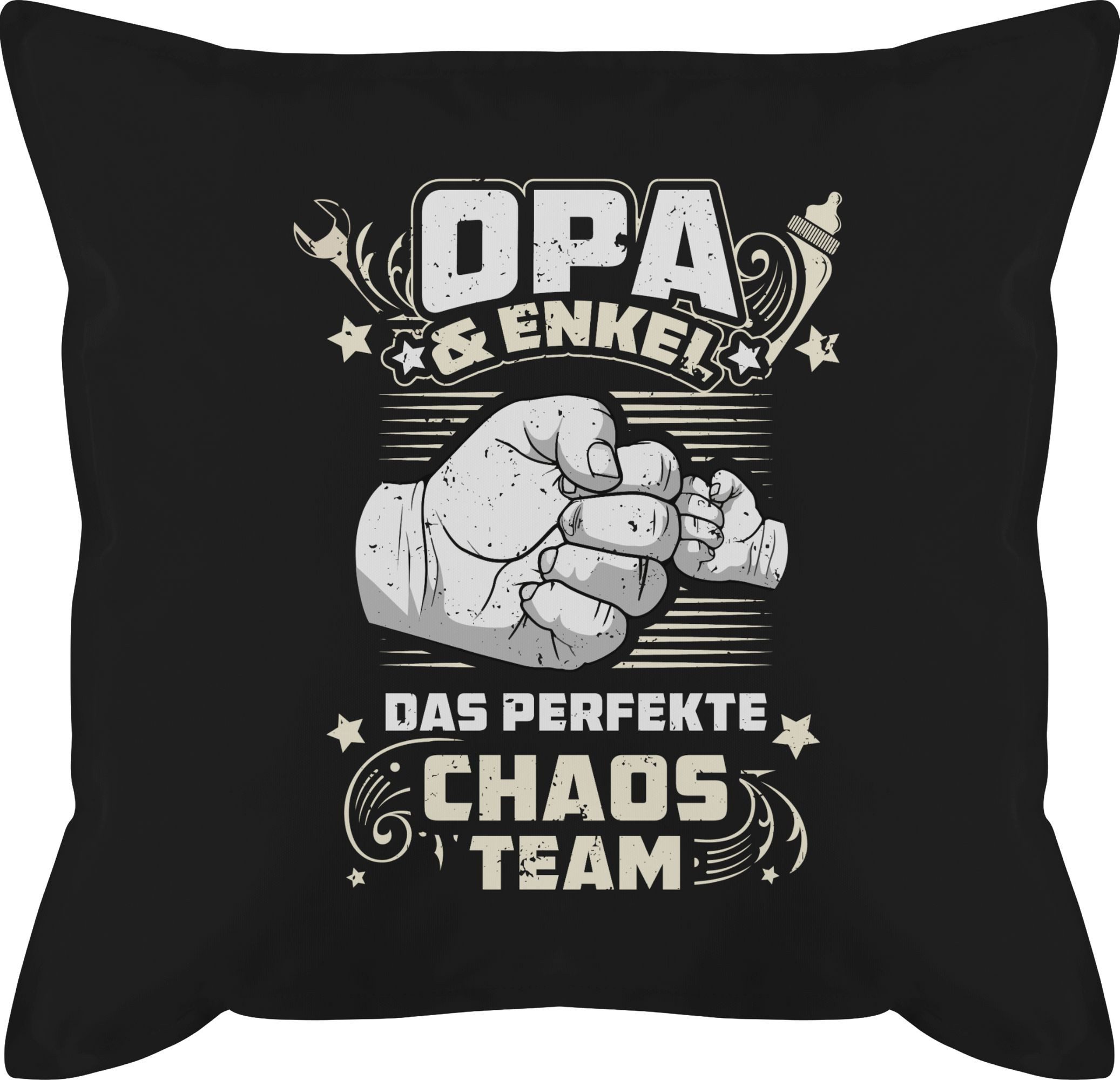 Shirtracer Dekokissen Opa & Enkel - Das perfekte Chaos Team - Vintage weiß, Opa Großvater