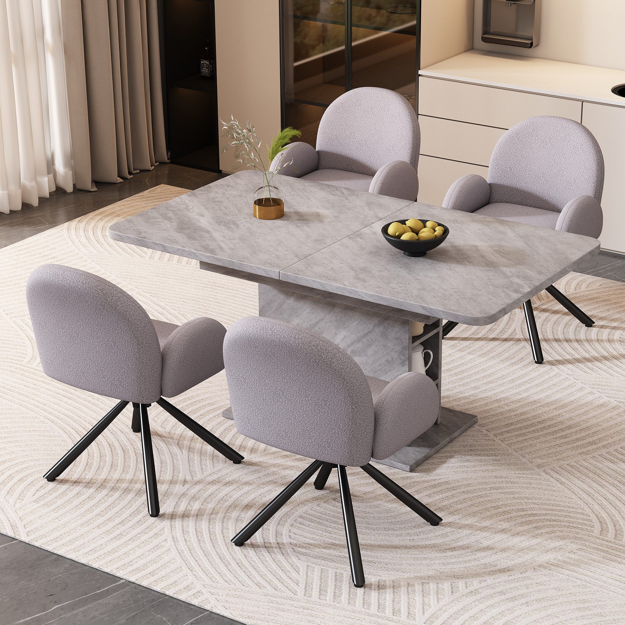 Redom Essgruppe Esszimmer Set Mit Regal Mit Stauraum Sitzgruppe 5