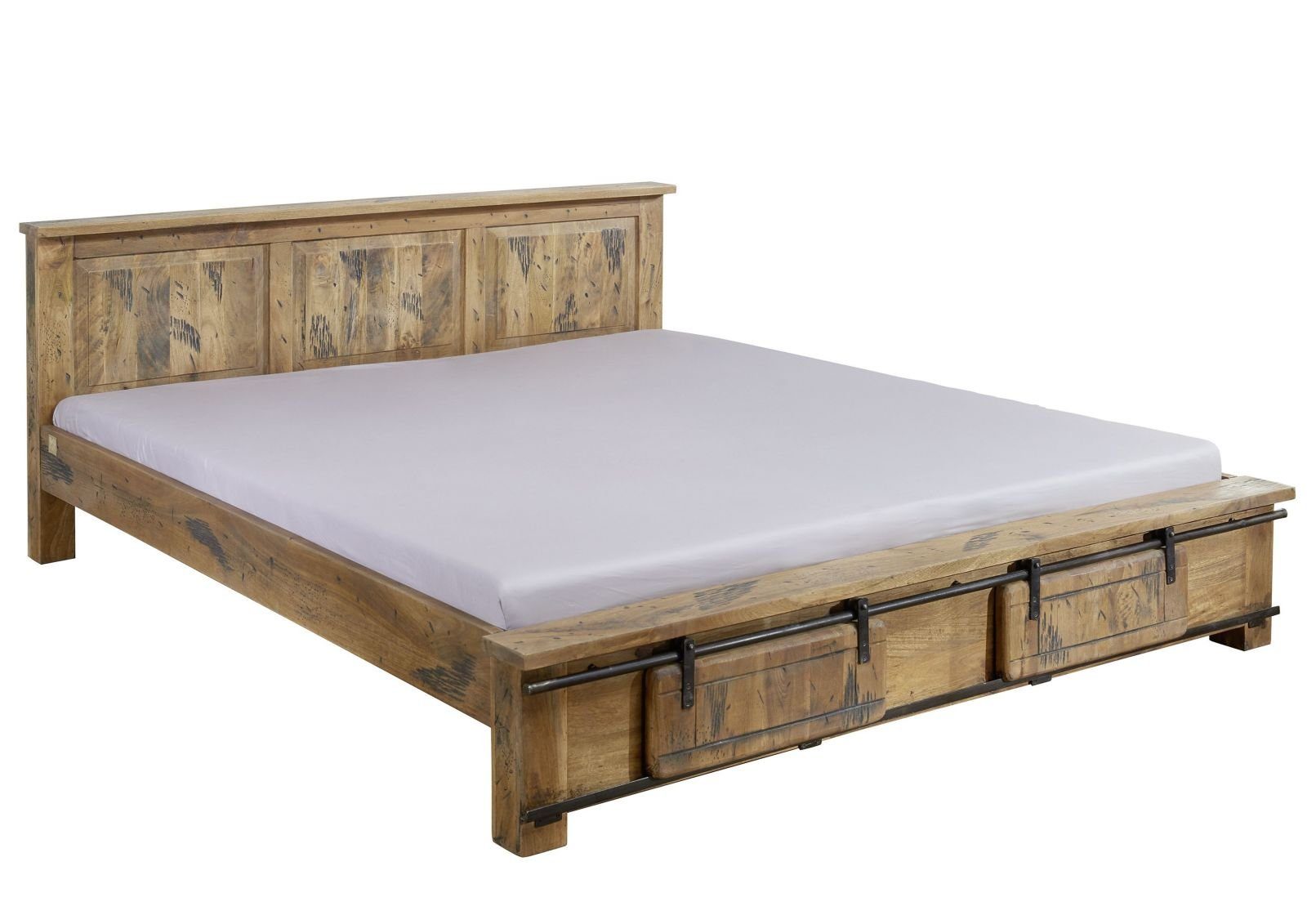 Massivmoebel24 Massivholzbett Bett Mango 180x200 Natur Lackiert