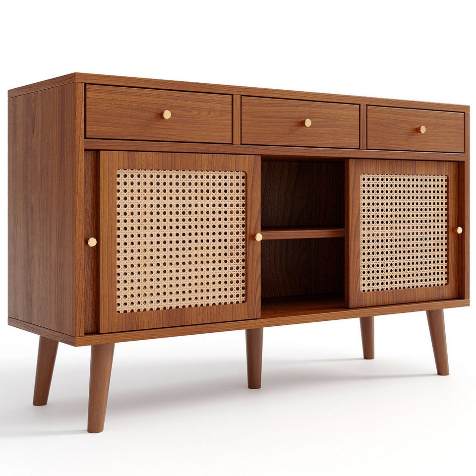 Blingbin Sideboard Kommode 1 St Rattantür Golden Metall Bügelgriff