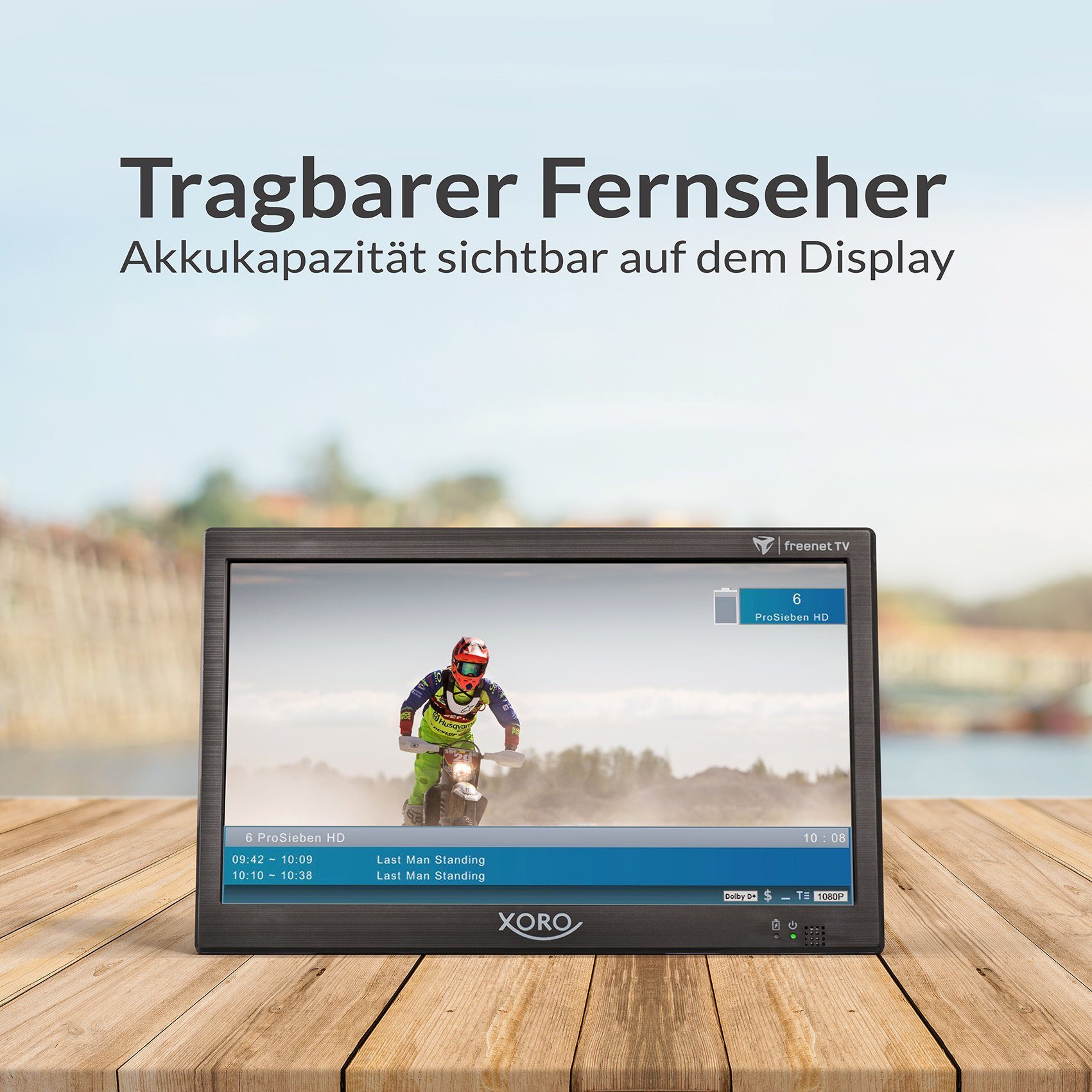 Xoro PTL 1050 V2 Tragbarer DVB-T/T2 Fernseher mit Akku, 12/24V Betrieb ...