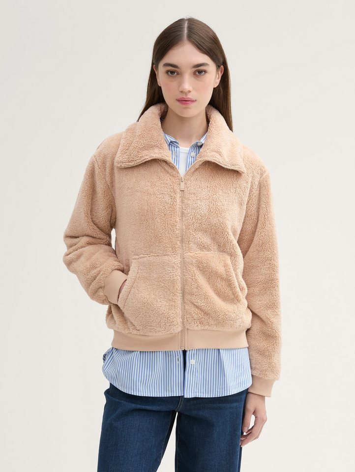 Tom Tailor Denim Sweatjacke Teddy Jacke Mit Stehkragen Unser Model Ist