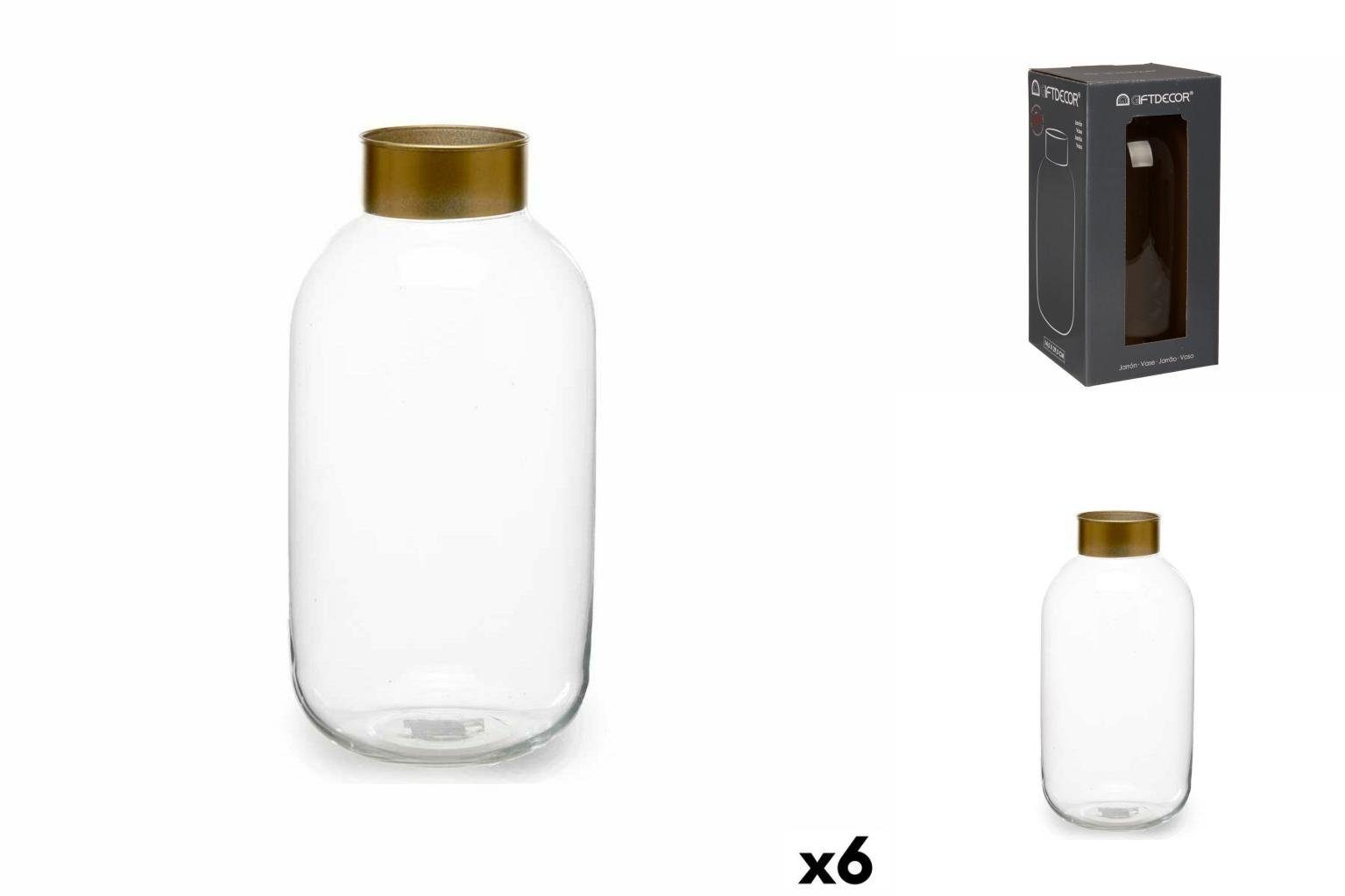 T Decor Dekovase Vase Durchsichtig Gold Glas 145 X 295 X 145 Cm 6