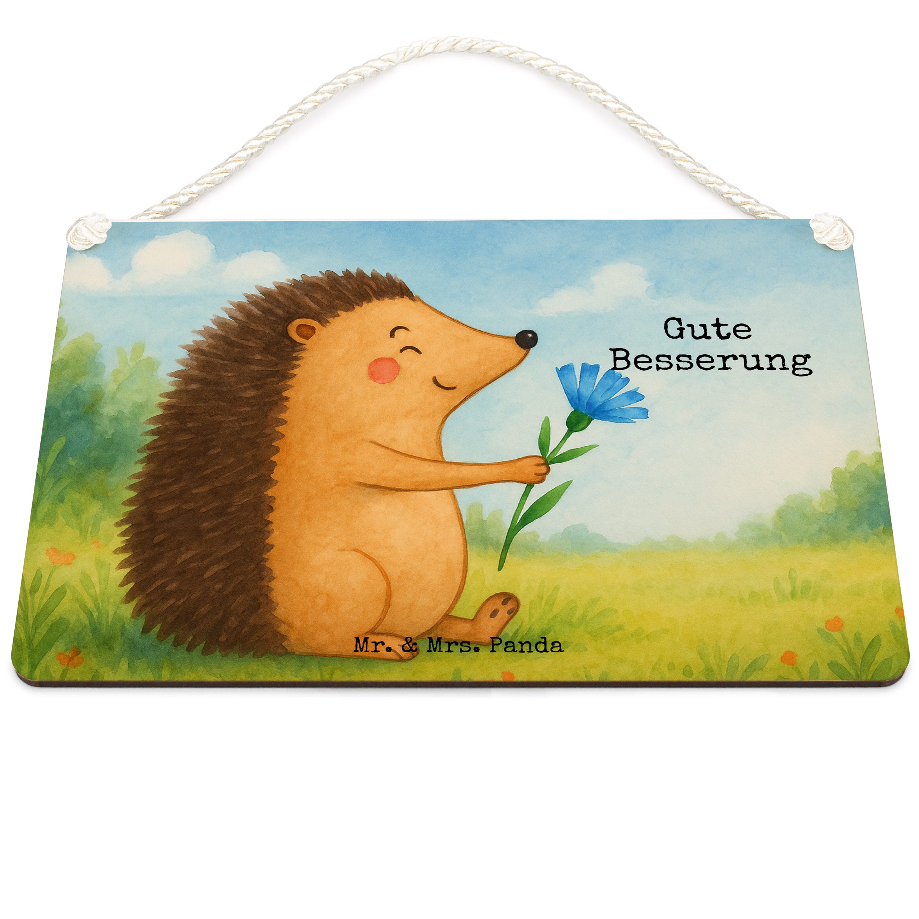 Mr. & Mrs. Panda Hinweisschild Igel Blumen Design, Schild DIN A6, Weiß ...