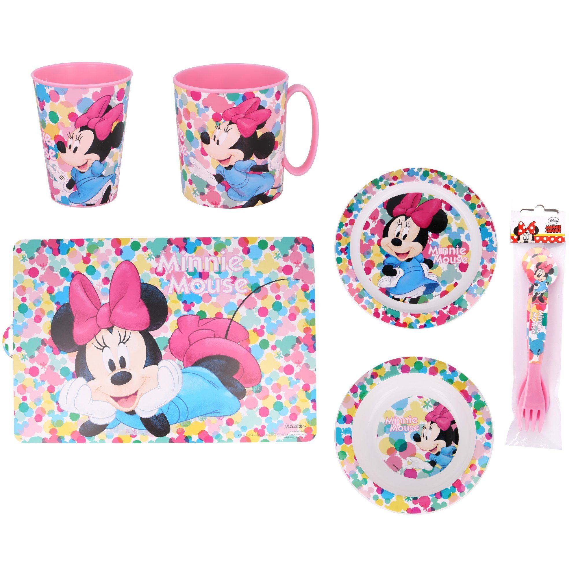 Disney Minnie Mouse Kindergeschirr Set Minnie Maus 7 Tlg Kunststoff