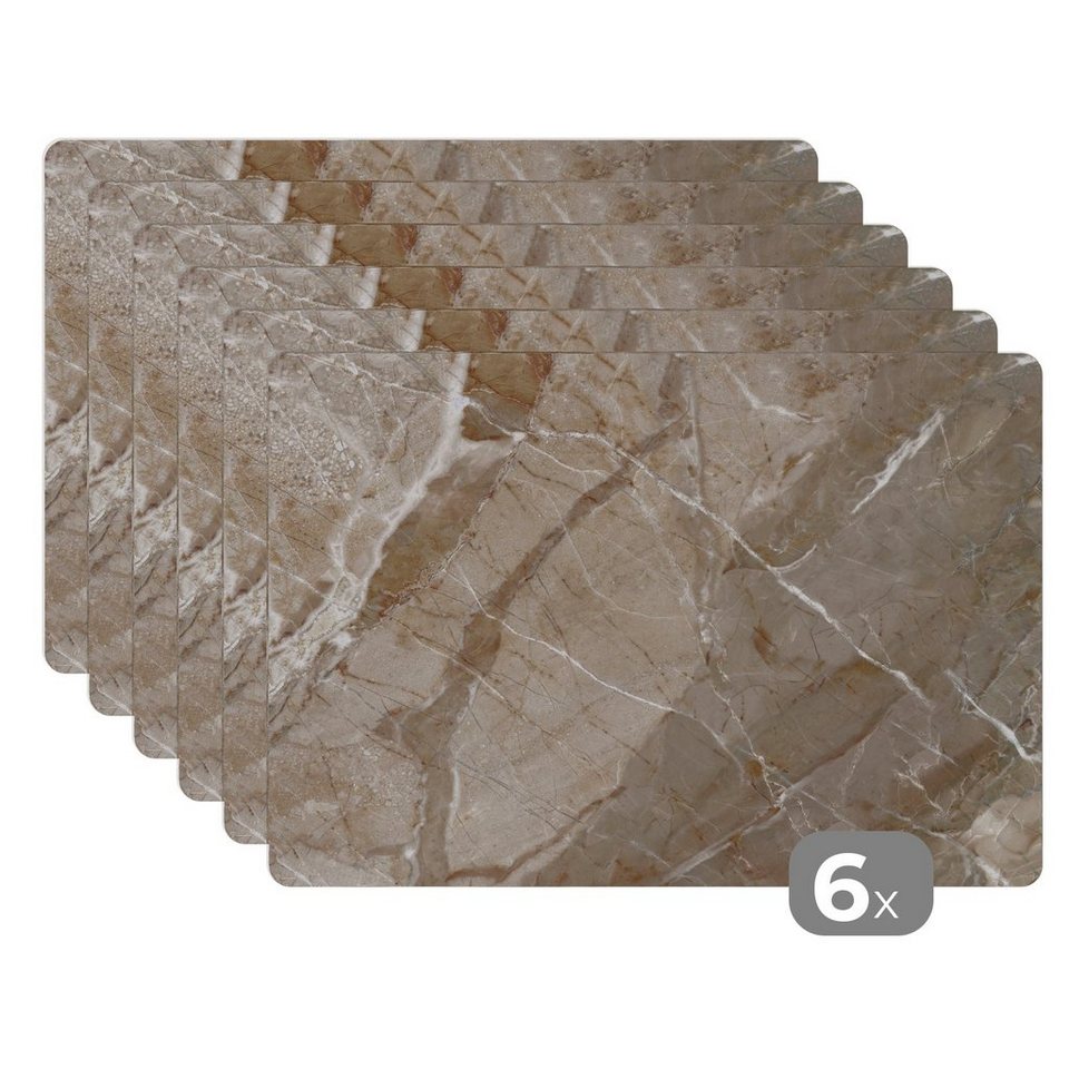Muchowow Platzset Stein Weiß Braun Granit 6 St Platzset