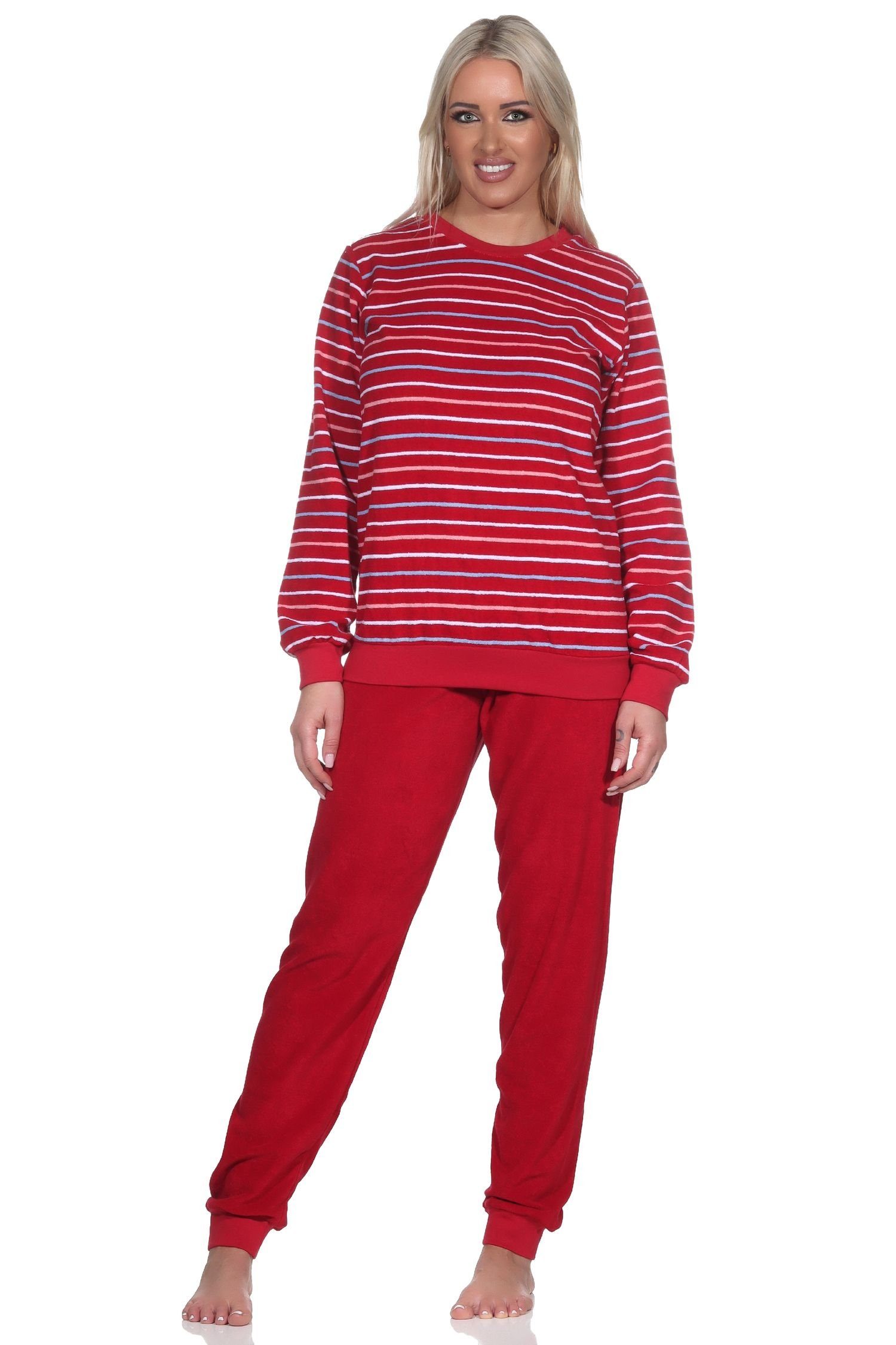 Normann Pyjama Normann Damen Langarm Frottee Schlafanzug Mit Bündchen