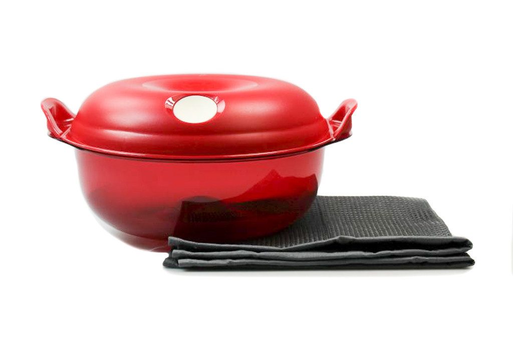 TUPPERWARE Back-Set Mikro-Fix 1,5 L rot rund + GLASTUCH