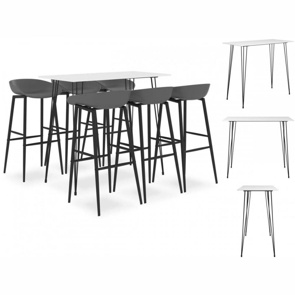 Vidaxl Sitzgruppe 7 Tlg Bar Set Weiß Und Grau Hochstühle Bartisch