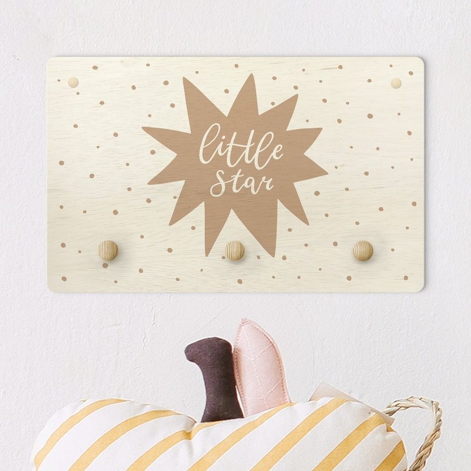 Bilderdepot24 Garderobenpaneel Beige Illustration Spruch Little Star